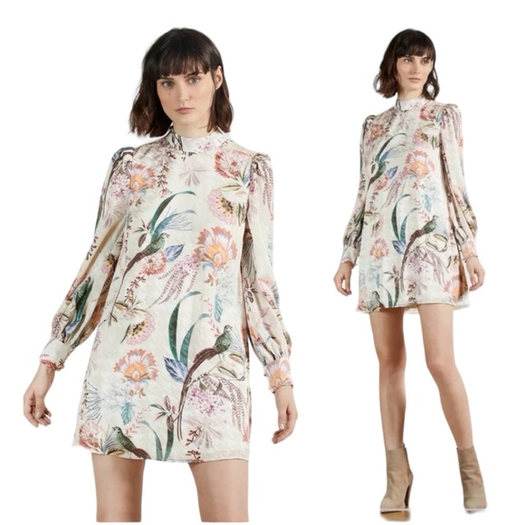 Ted Baker | Dresses | Ted Baker Lillium Decadence Printed Dress Cream Floral Shift Mini Size 6 ...